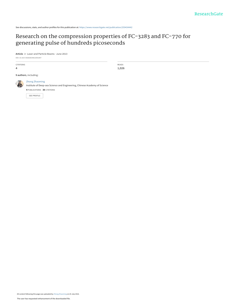 SBS Pulse Compression: FC-3283 & FC-770 Properties