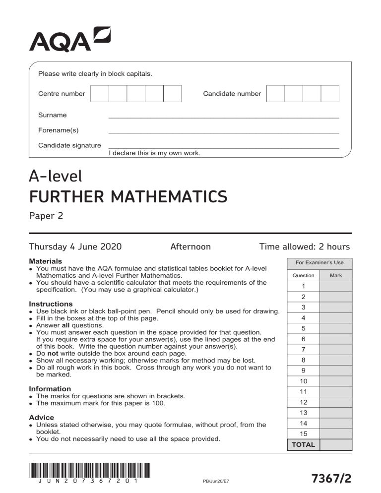 F Maths Paper 2 F Maths Paper 2