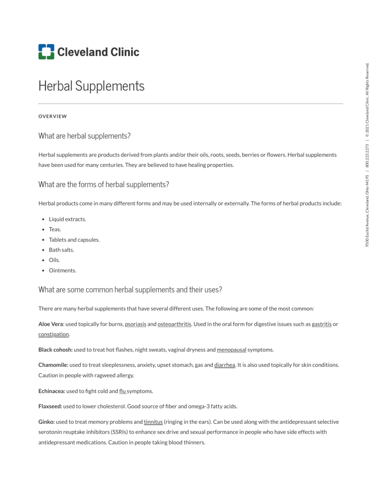 Herbal Supplements Guide: Uses, Safety, and Interactions