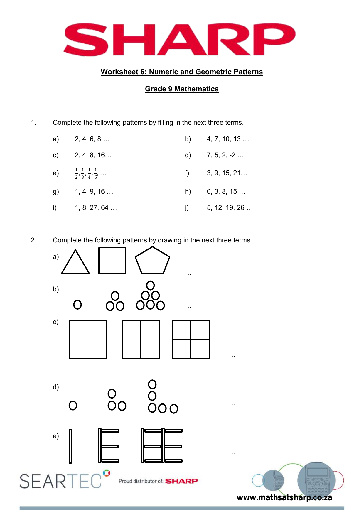 Grade 7 Maths Worksheet Number Patterns Smartkids Gra Vrogue co