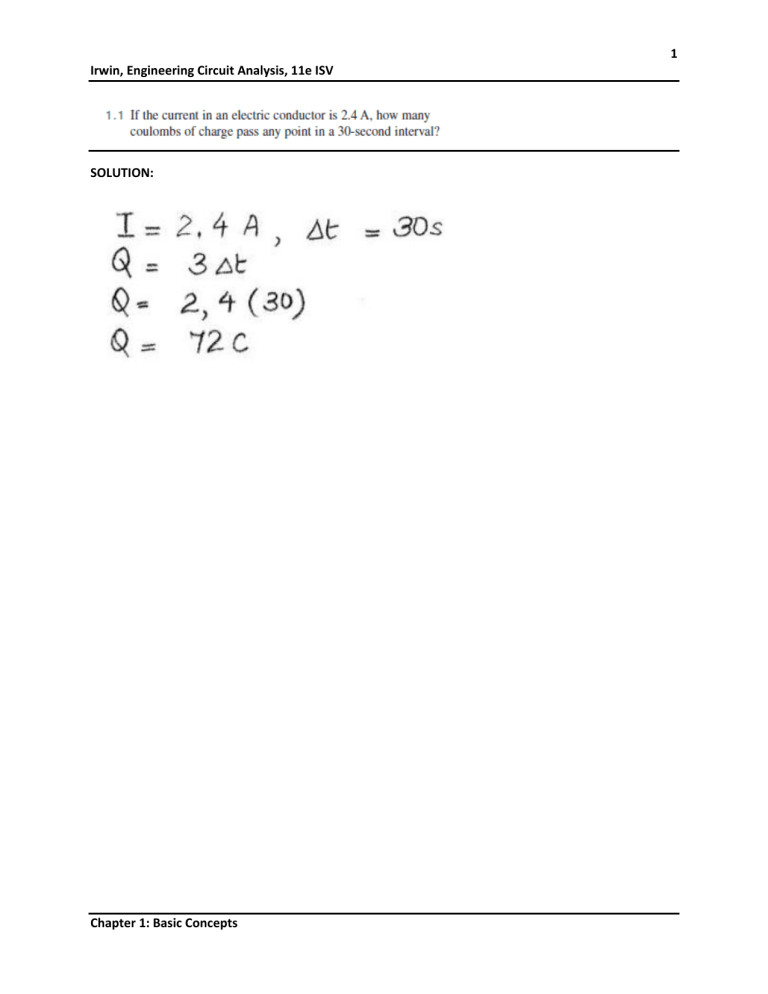 Engineering Circuit Analysis Solutions Basic Concepts