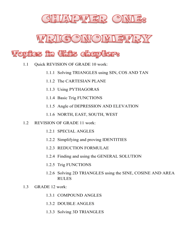 Chapter 1 Trigonometry
