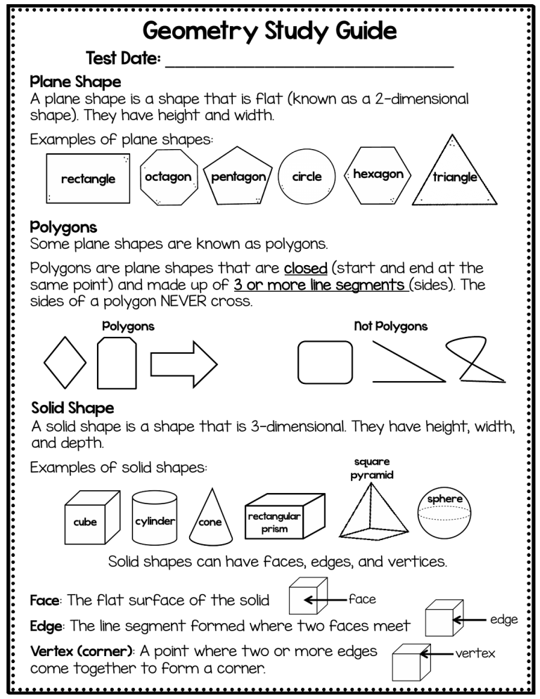 Geometry Study Guide Geometry Study Guide