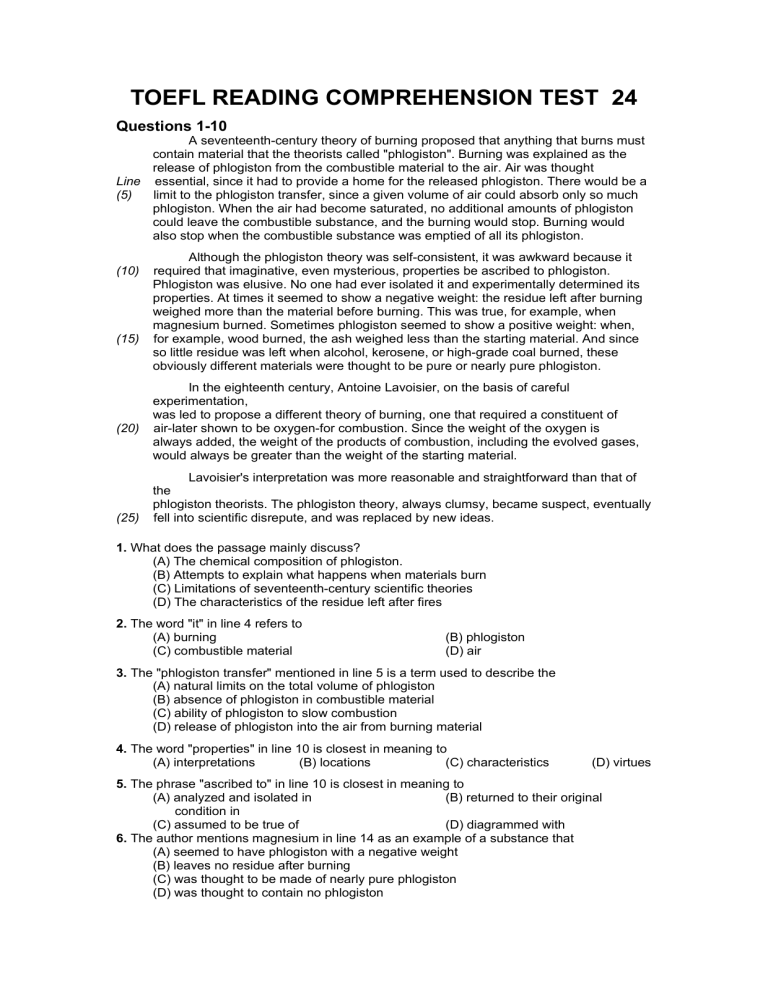 123doc Toefl reading comprehension test 24 123doc Toefl reading comprehension test 24