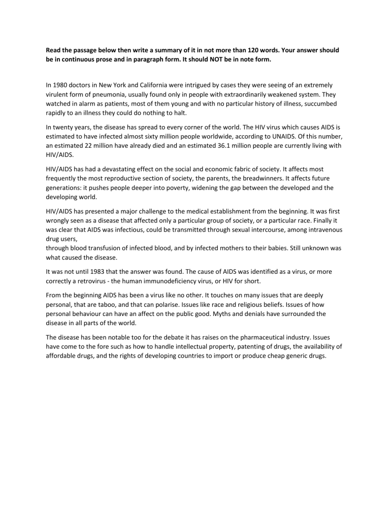 CSEC English A Sample Summary CSEC English A Sample Summary