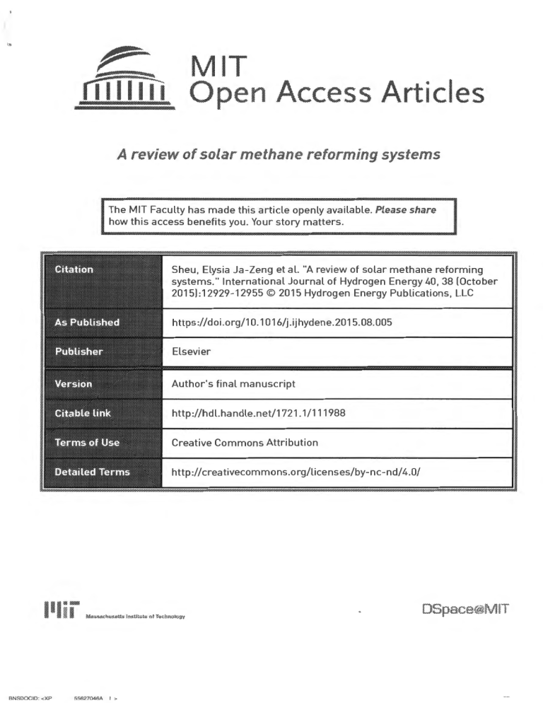 A review of solar methane reforming systems