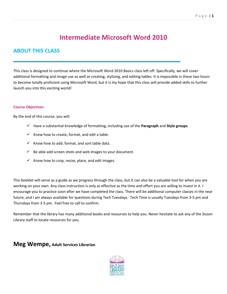 Intermediate Microsoft Word 2010 Course