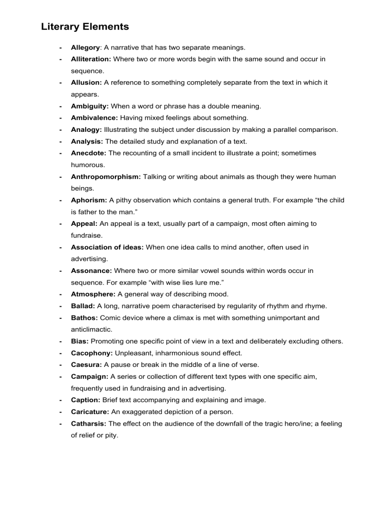 Literary Elements Literary Elements