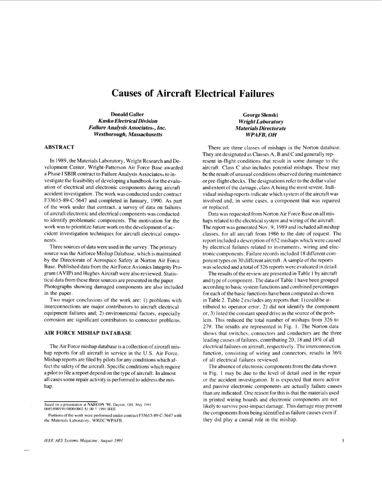 Aircraft Electrical Failures Analysis: Causes & Investigation