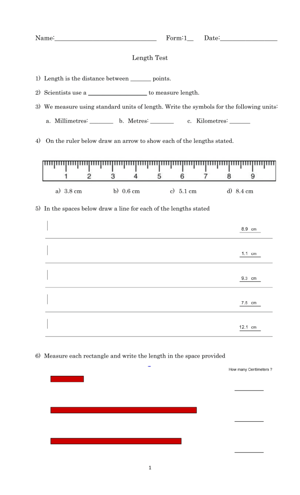 Measuring Length Exercise