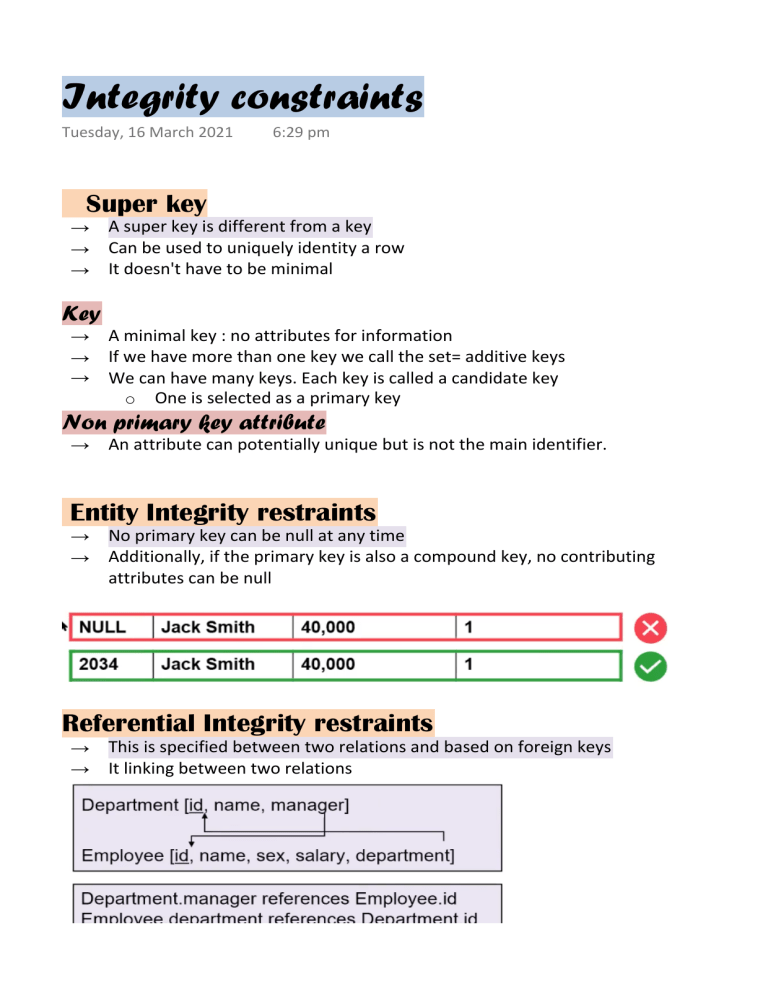 Integrity Constraints