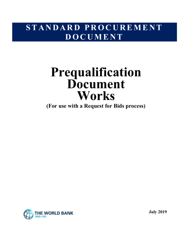 Prequalification Document: Works Procurement