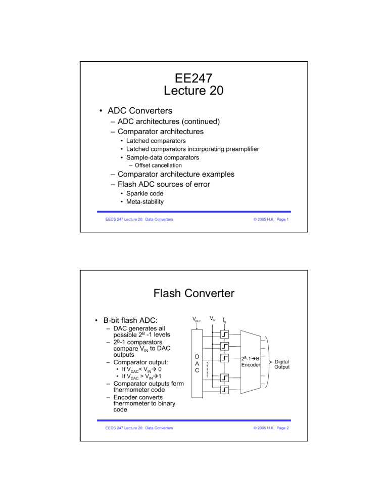 ADC Converters: Architectures and Comparator Design