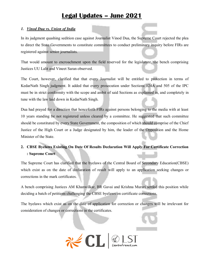 Legal Updates June 2021: Supreme Court Cases