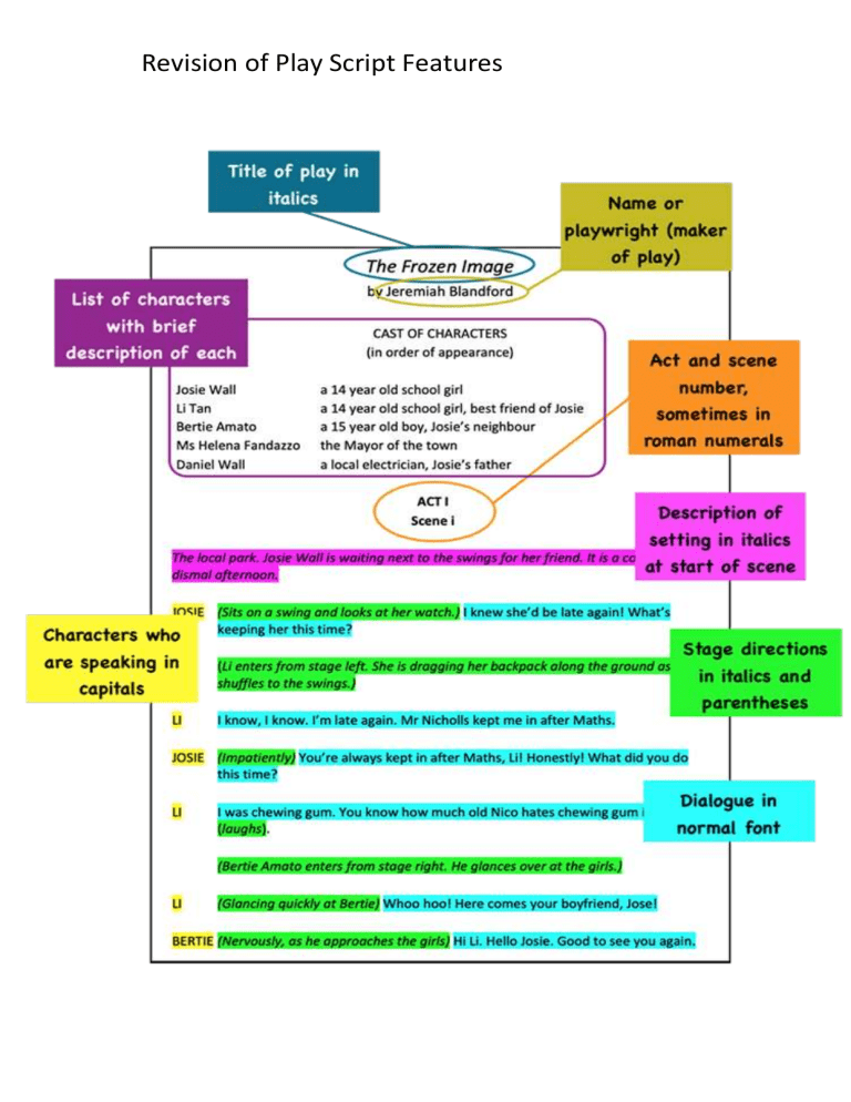 Revision Of Play Script Features