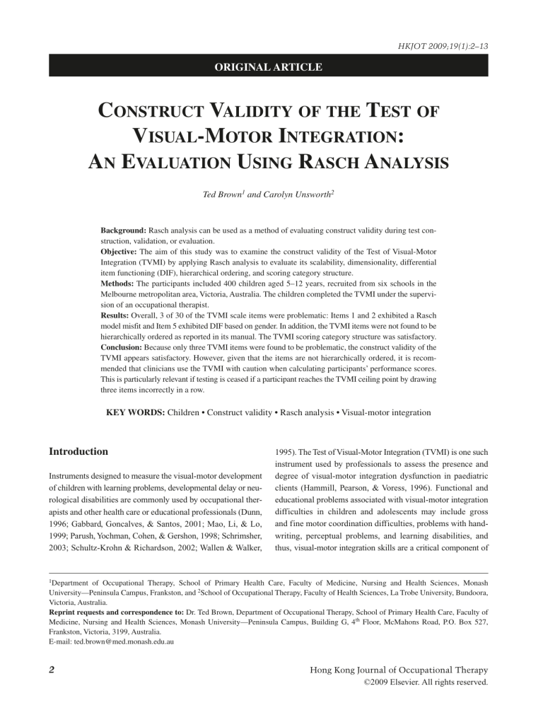 TVMI Construct Validity: A Rasch Analysis Evaluation