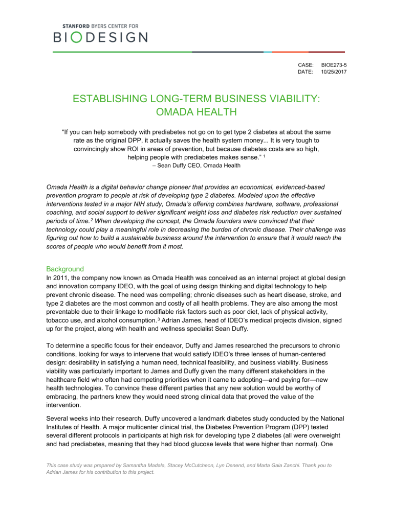 Omada Health: Business Viability in Digital Diabetes Prevention