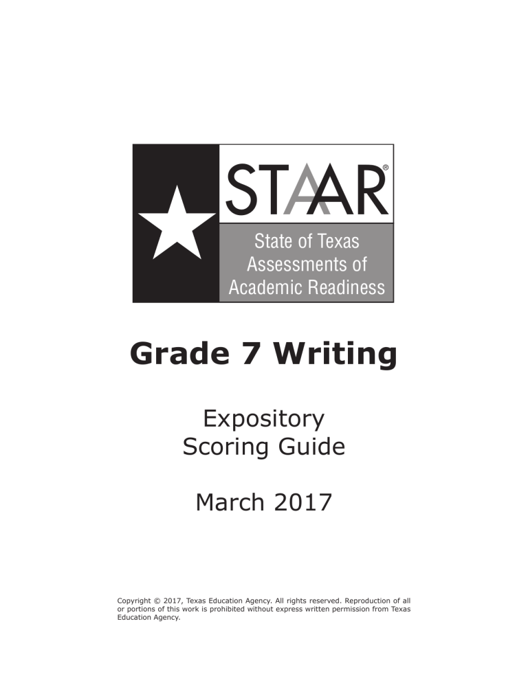 Grade 7 Writing STAAR Expository Scoring Guide