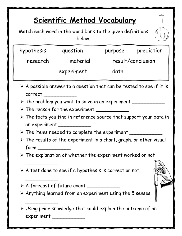 Scientific Method Vocabulary Worksheet rsinyl 1 