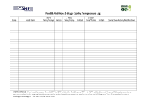 Food Cooling Temperature Log