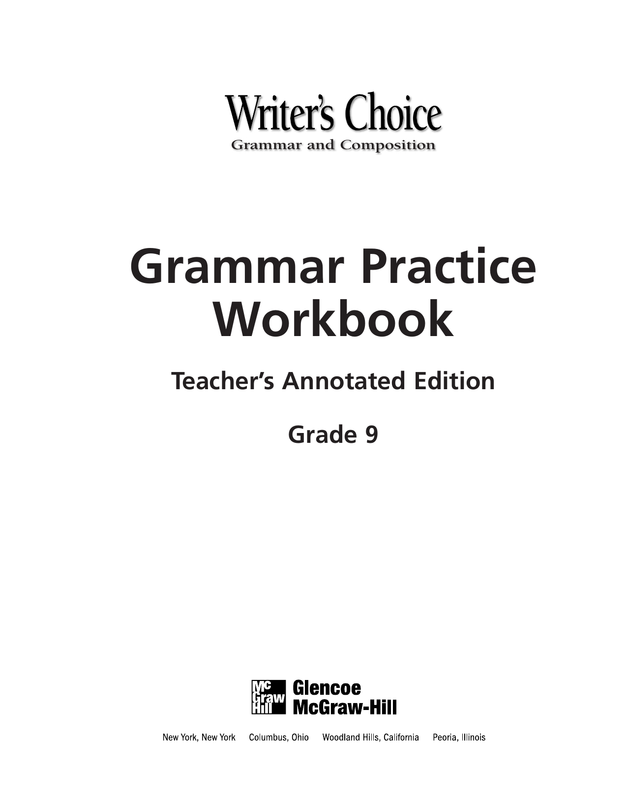 Glencoe Grammar And Language Workbook Grade 9 Answer Key Glencoe Grammar And Language Workbook Grade 9 Answer Key