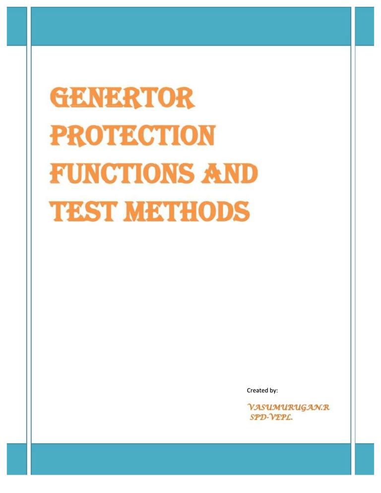 Generator Protection Functions & Test Methods