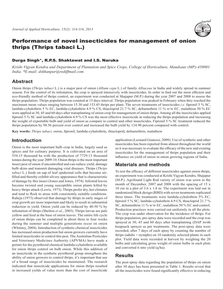 Onion Thrips Control: Insecticide Performance & Yield Impact
