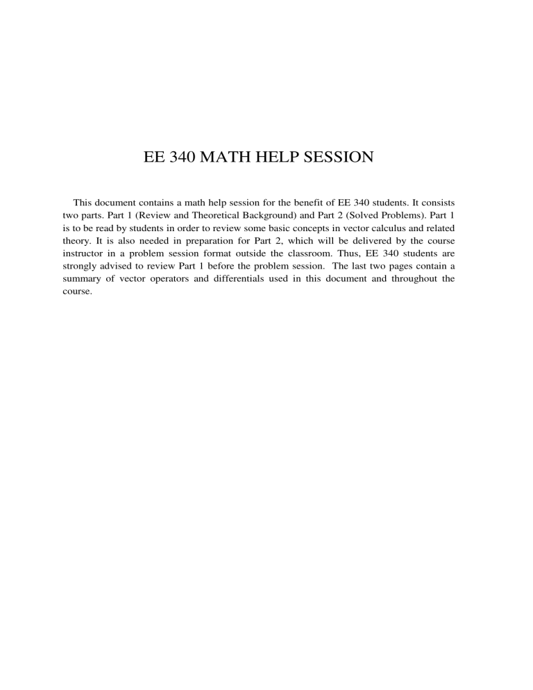 EE340 Math Help Session 1 