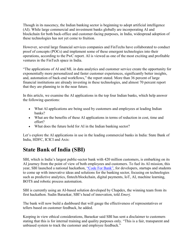 Ai In Indian Banks