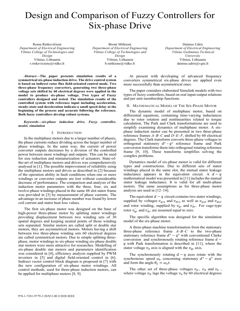 Fuzzy Control for Six-Phase Drives