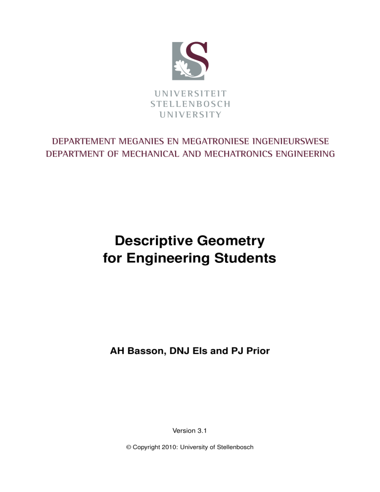 Descriptive Geometry for Engineering Students - Stellenbosch University