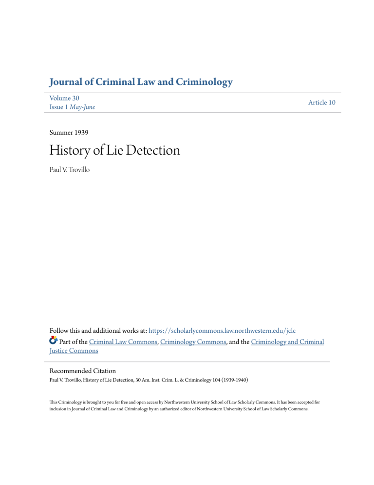 History of Lie Detection in Criminology