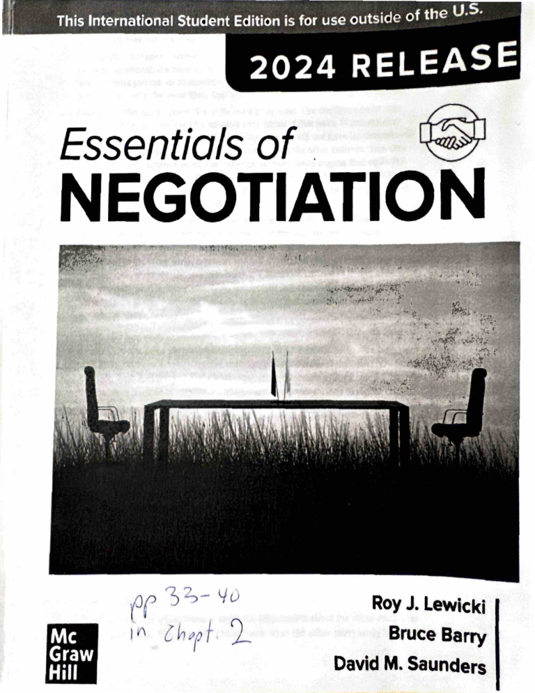 Essentials of Negotiation 2024 Textbook