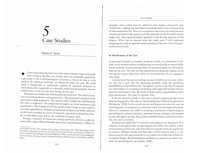 Case Studies in Qualitative Research by Robert E. Stake