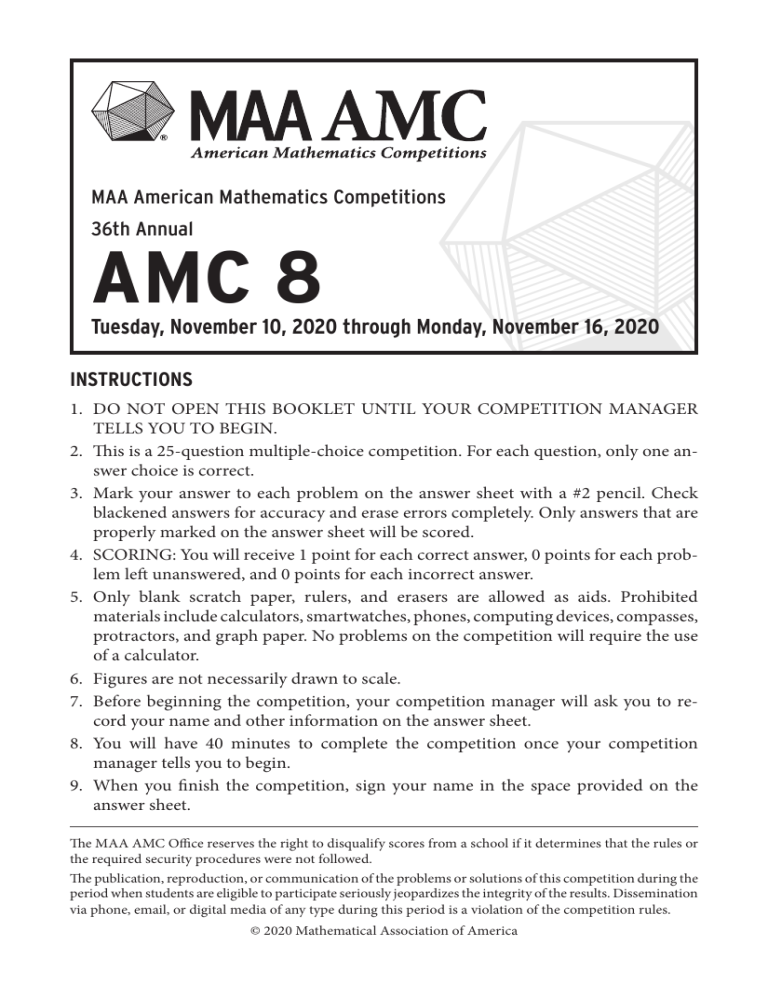 2020 AMC 8 Math Competition
