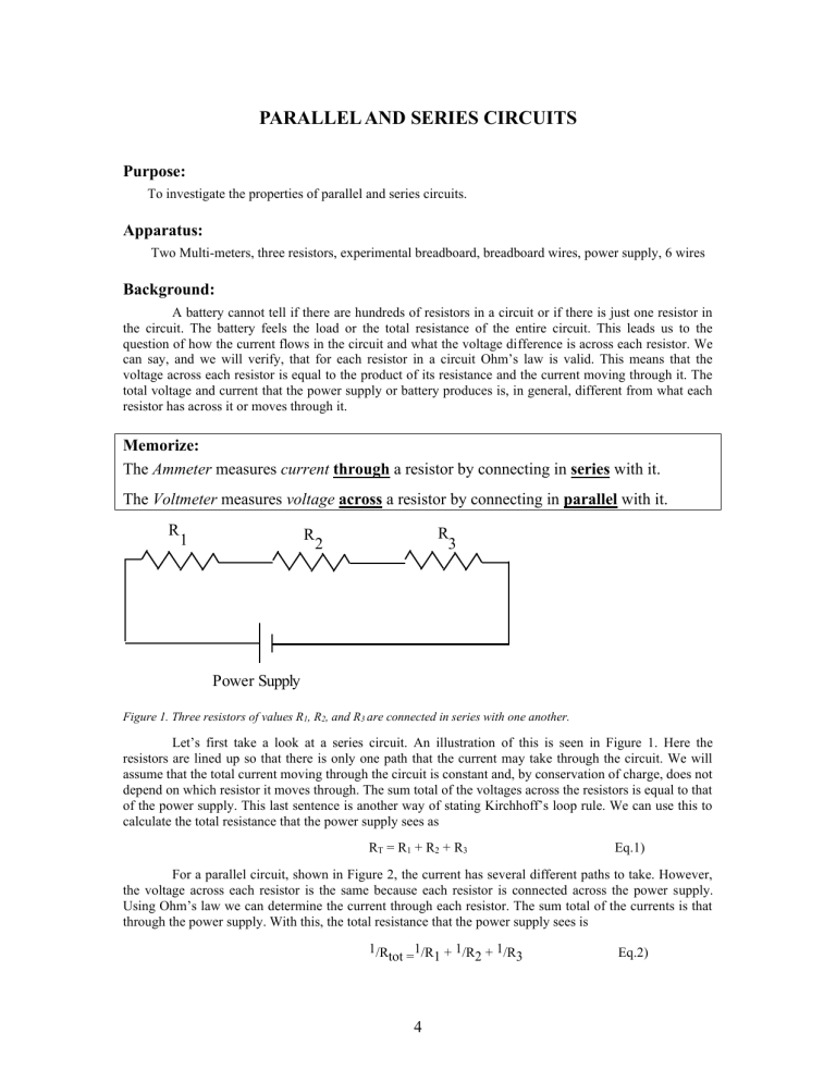 Parallel and Series Circuits Lab Manual