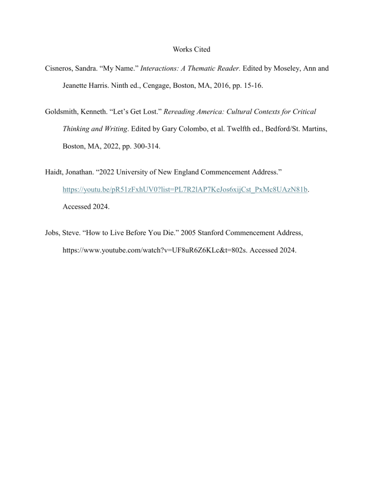 Works Cited: Academic References