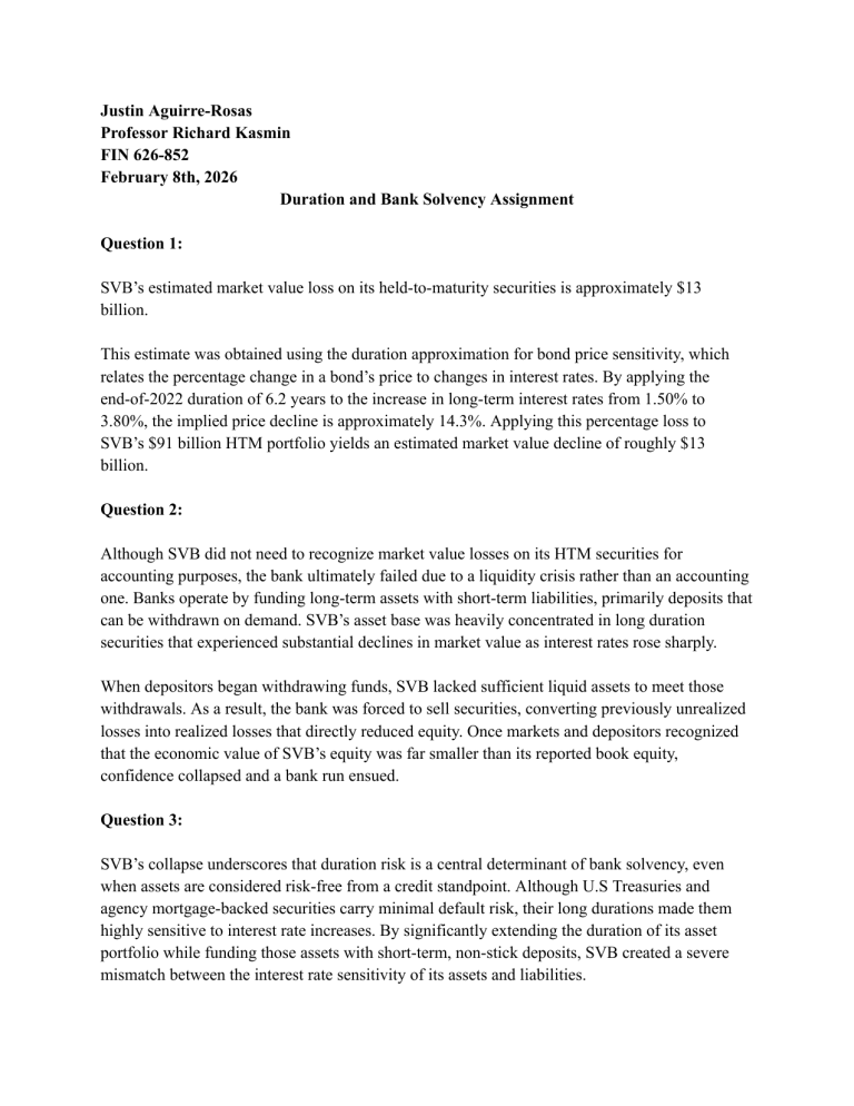 Duration and Bank Solvency Assignment: SVB Case Study