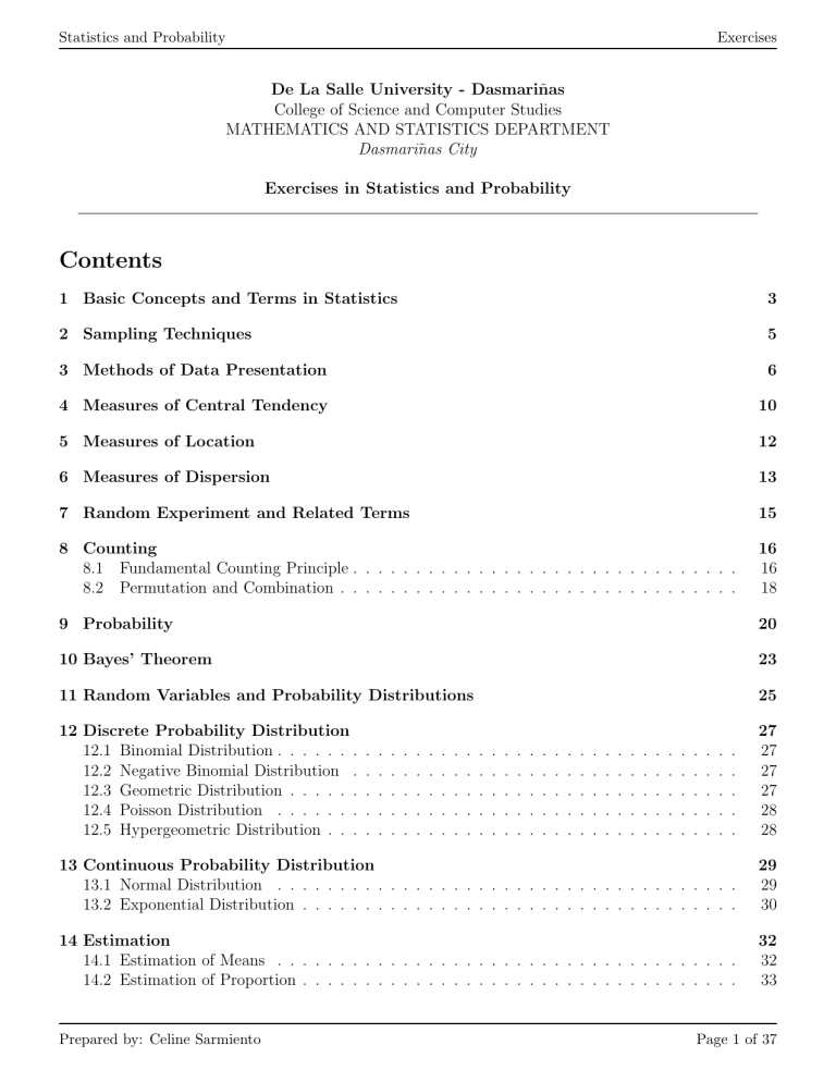 Statistics and Probability Exercises Workbook