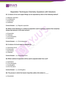 Separating Mixtures Quiz: Chemistry Separation Techniques
