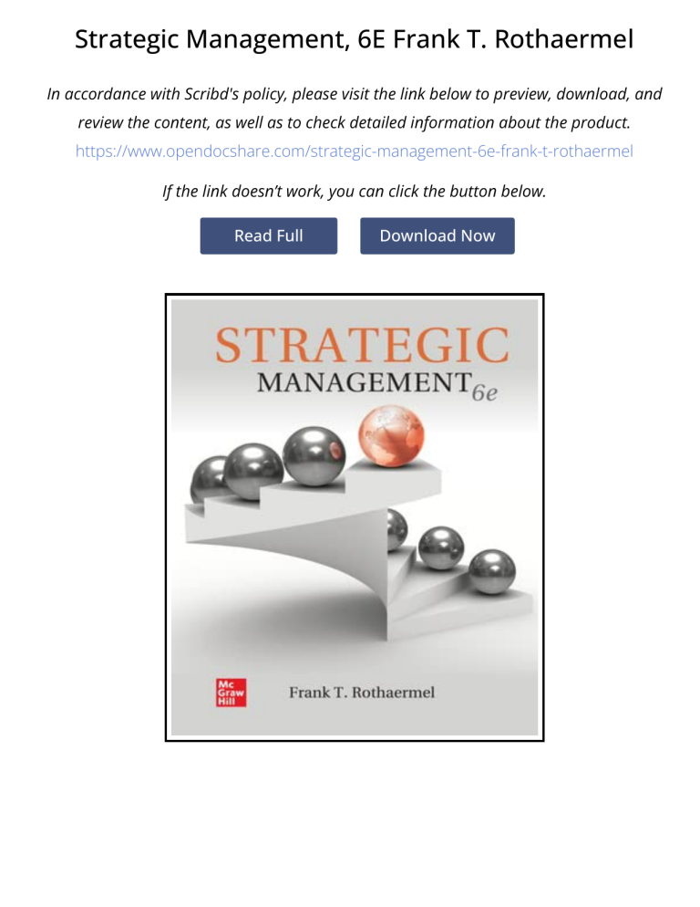 Strategic Management 6th Edition Textbook