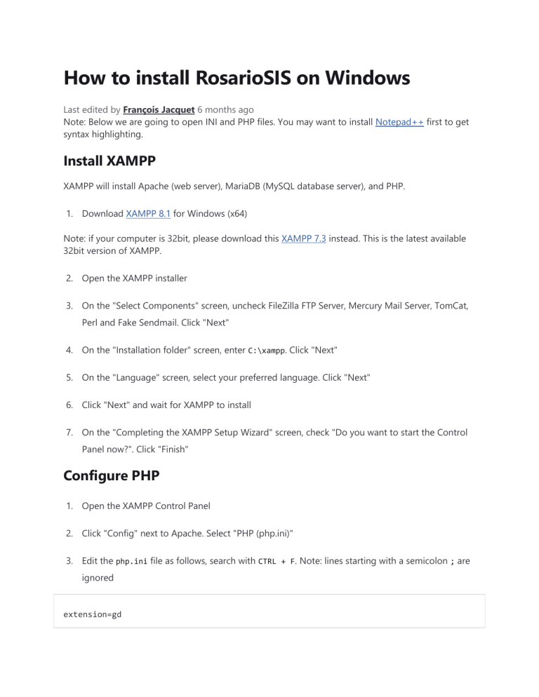 How to Install RosarioSIS on Windows (Step-by-Step Guide)