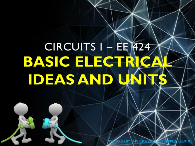 Basic Electrical Ideas and Units - Circuits I EE 424