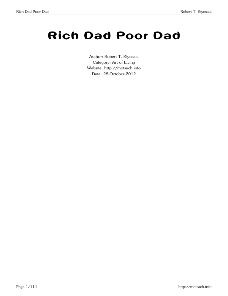 Rich Dad Poor Dad: Financial Education Book