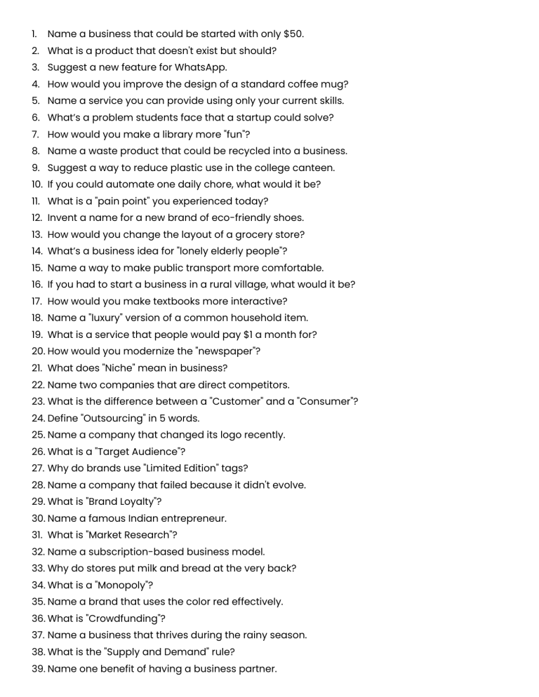 Business & Entrepreneurship Quiz: 100 Questions for Startups