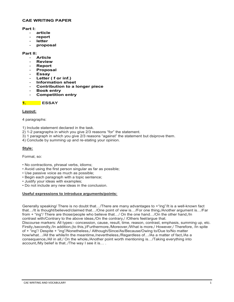 CAE Writing Paper: Essay Guide & Tips