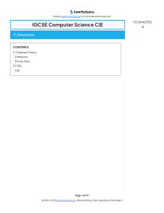 IGCSE Computer Science Databases Revision Notes