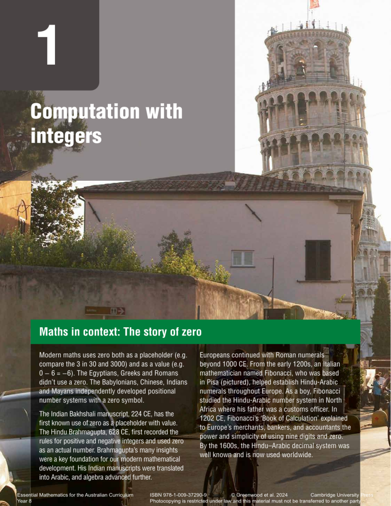 Computation with Integers: Year 8 Math Textbook