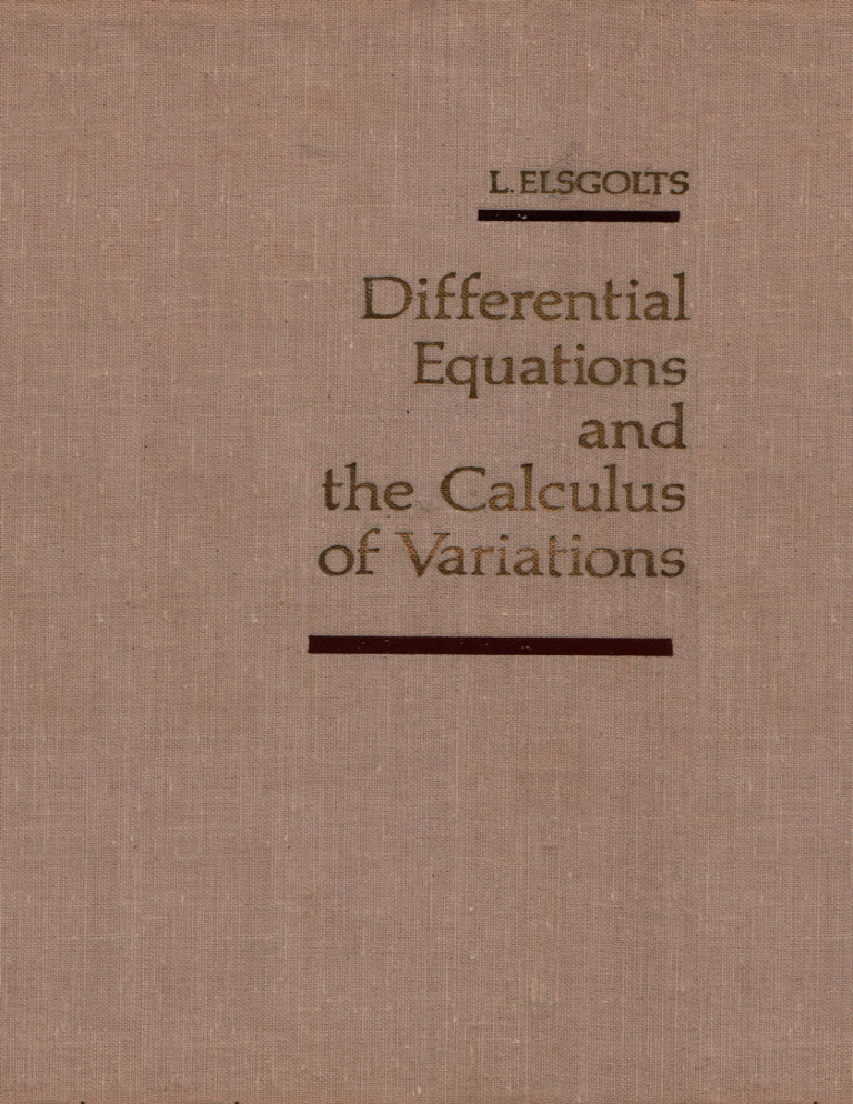 Differential Equations and Calculus of Variations Textbook by Elsgolts
