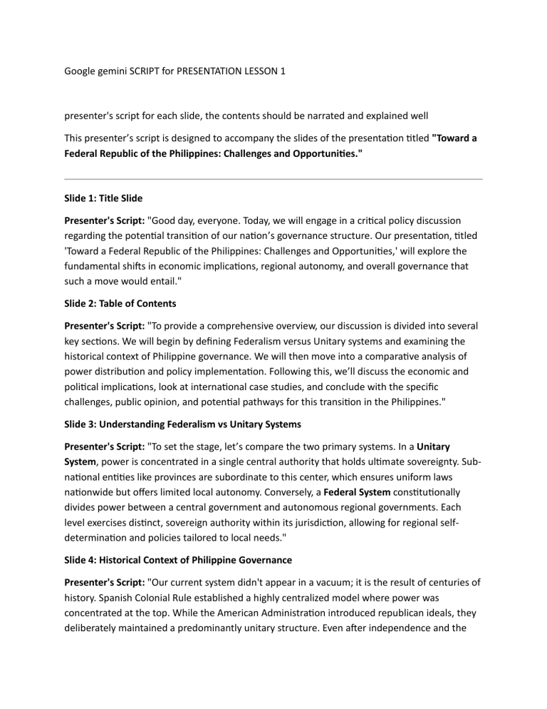 Federalism in the Philippines: Challenges & Opportunities